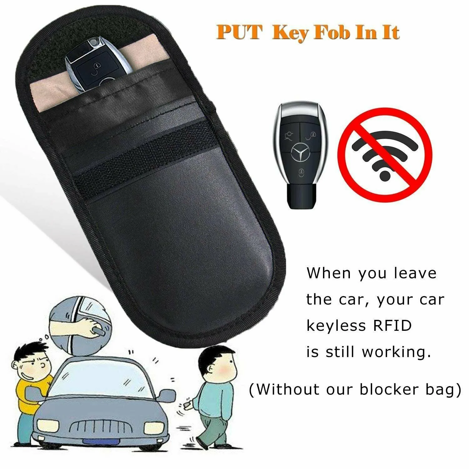 Cage Key Signal Blocker Car Faraday For BMW For Ford Keyless PU Leather ...