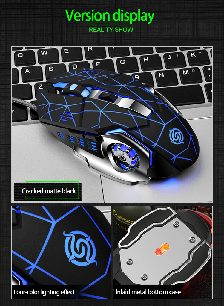 Usb 유선 게임용 마우스 3200 dpi 조정 가능한 6 버튼 led 백라이트 게임용 마우스 데스크탑 pc 컴퓨터 노트북 ...