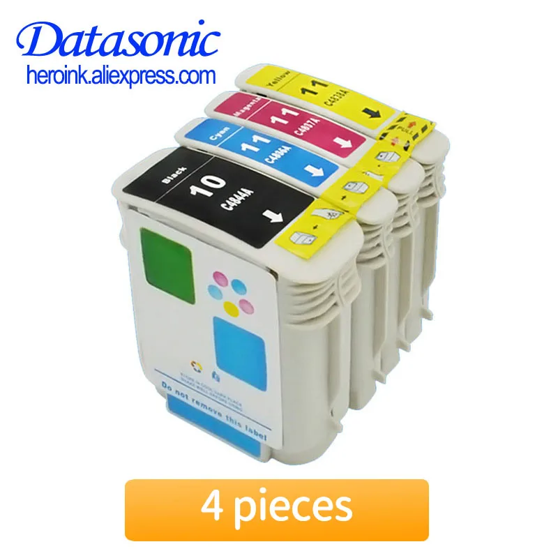 4X Datasonic Compatible ink cartridges For HP 10 11 Designjet 110 ...