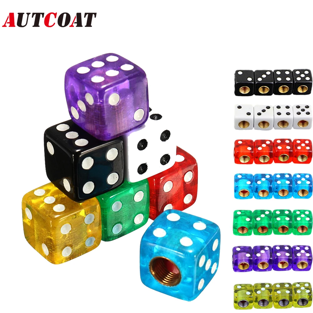 AUTCOAT 4/8Pcs Dice Tire Valve Stem Caps, Universal Plastic Dice Car ...