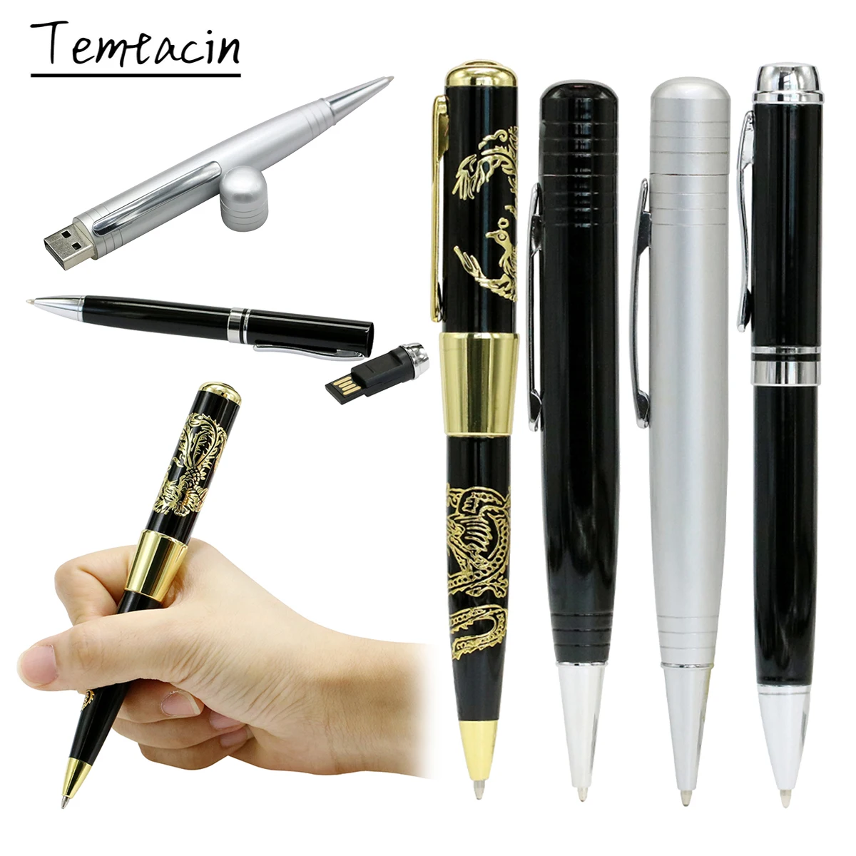 Metal Carved Dragon Ballpoint Pen USB Flash Drive 8G 16G 32GB 64GB ...