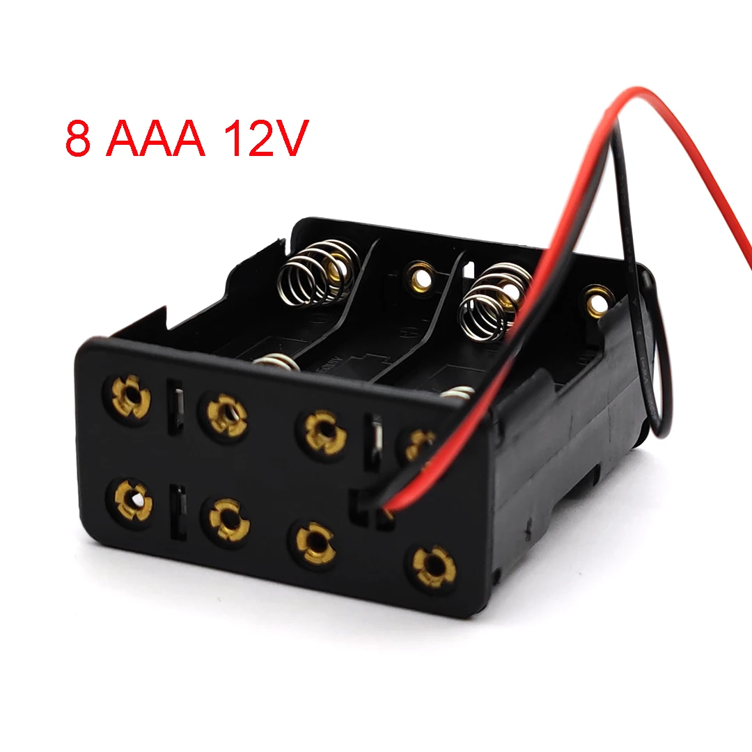 8 Aaa 12v Battery Holder Case Double Side Spring Battery Holder With ...