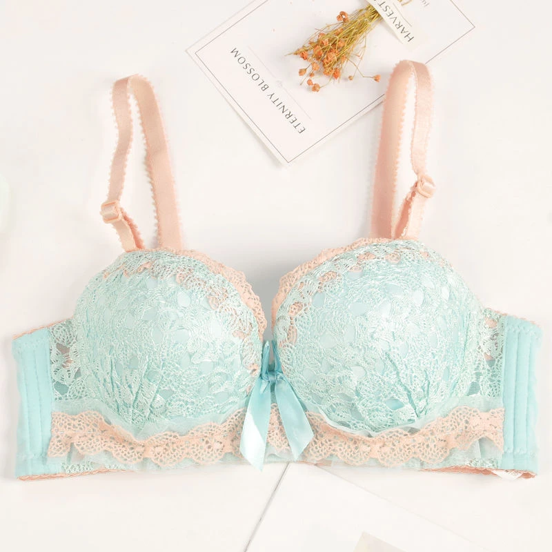 Girls Cheap Bra Sexy Women's Lace Unlined Underwire Push Up Bra ...