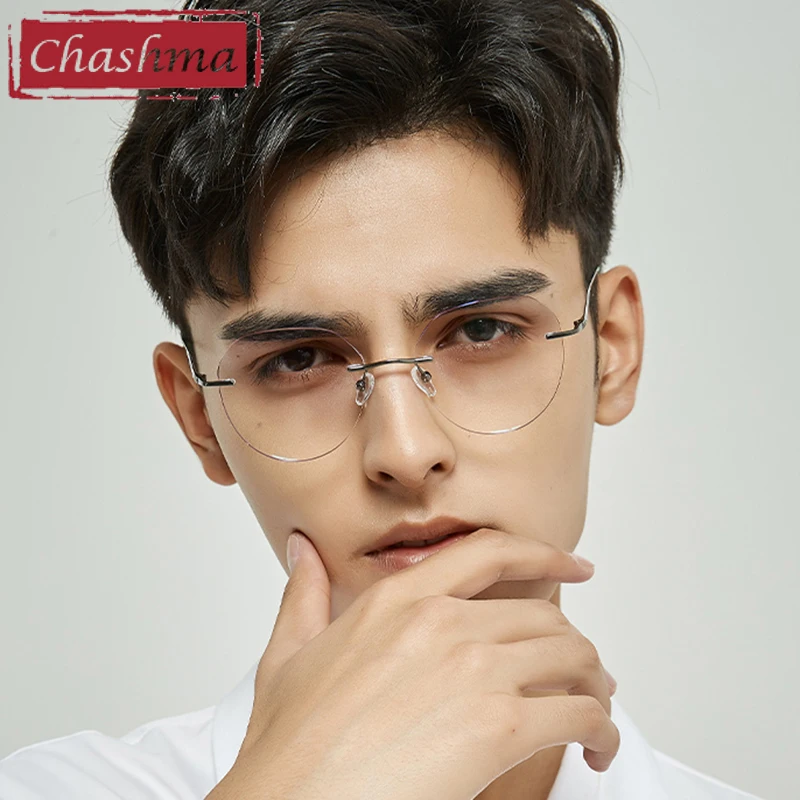 Chashma-Rimless-Spectacles-Pure-Titanium-Fashion-Men-Eye-Glasses ...