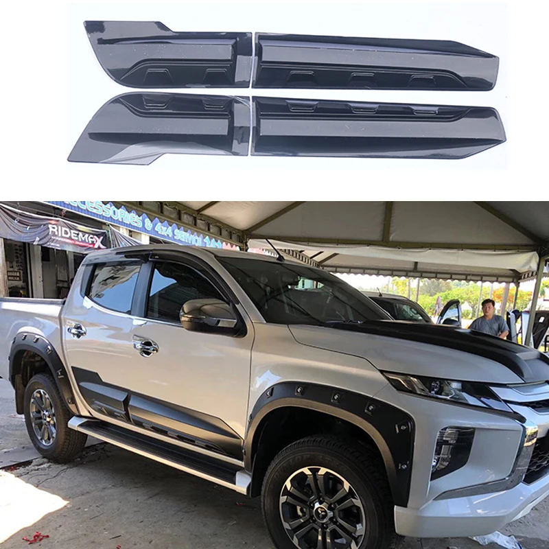 4-Pcs-ABS-Door-Trim-Cover-Side-Body-Cladding-For-Mitsubishi-Triton-L200 ...