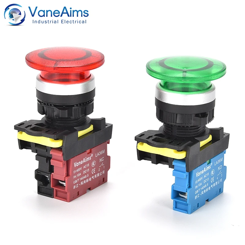 Big Green Momentary Push Button | Push Button Switch Momentary | Red ...