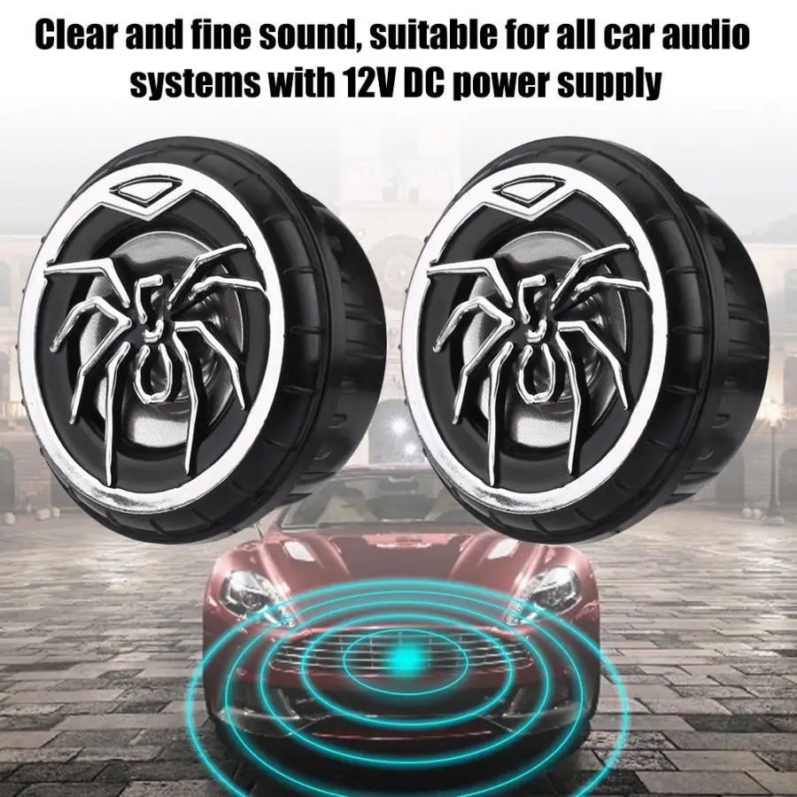 2Pcs Creative Auto Car Spider Pattern Super Power Loud Audio Speaker ...