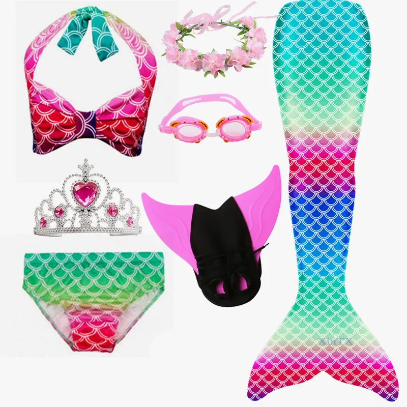 Girls Swimming Mermaid Tail Cosplay Mermaid Costume Swimsuit With ...
