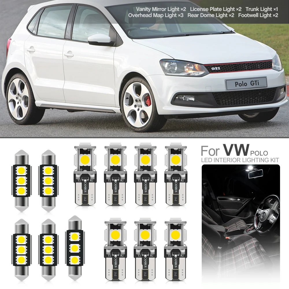 For 2009-2017 Volkswagen Vw Polo Gti Mk5 6r 6c 61 Canbus Led Interior ...