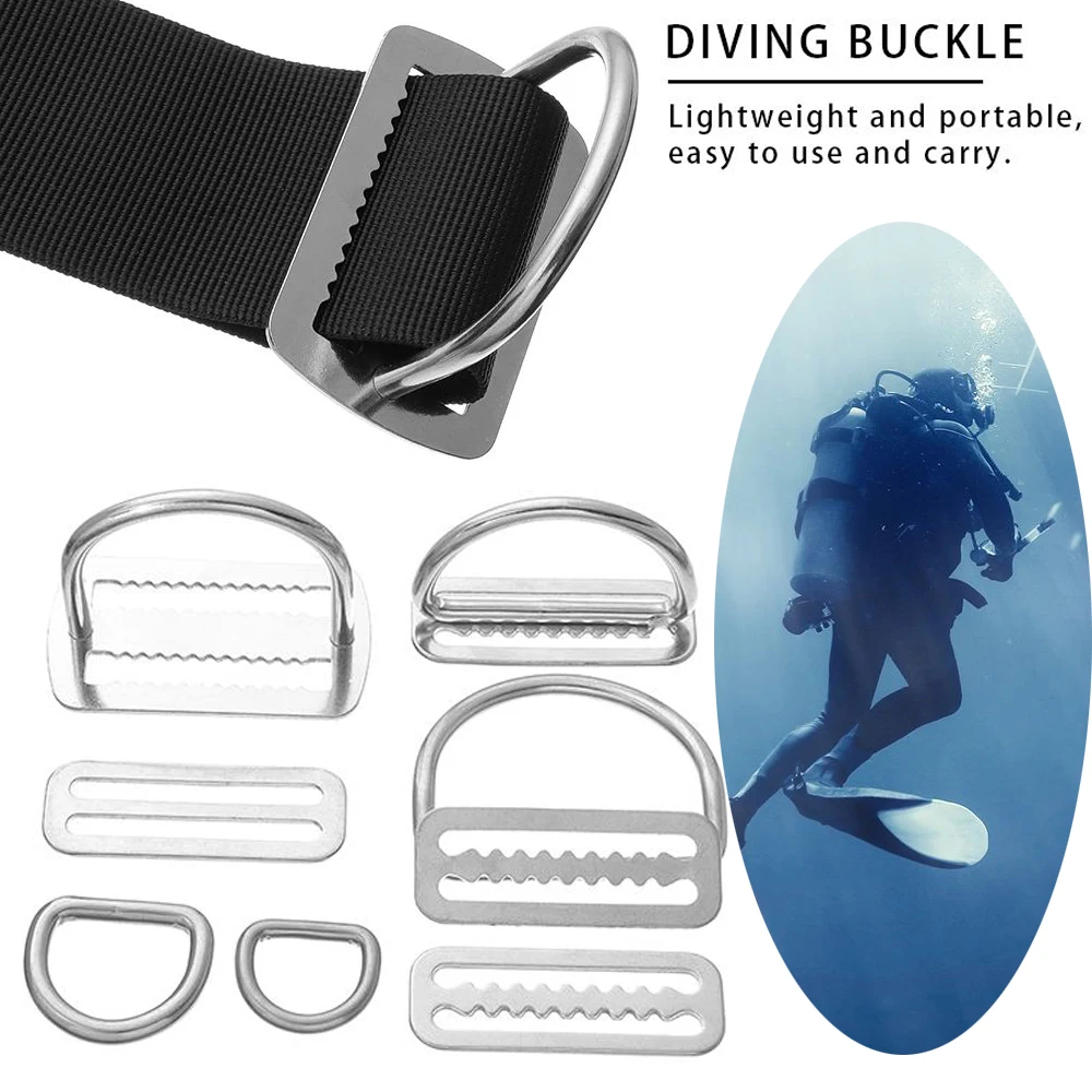 2-Stainless-Steel-Scuba-Diving-Weight-Belt-Silver-D-Ring-Slide-Keeper ...