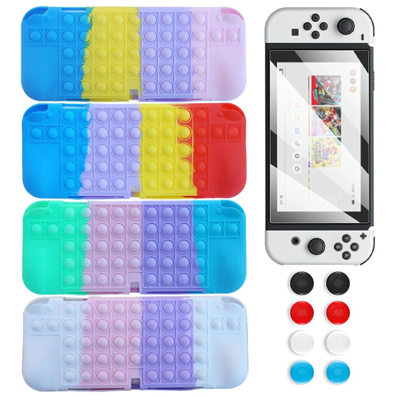For NS Switch Oled Silicone Pop Case Protective Skin Cover Controller ...