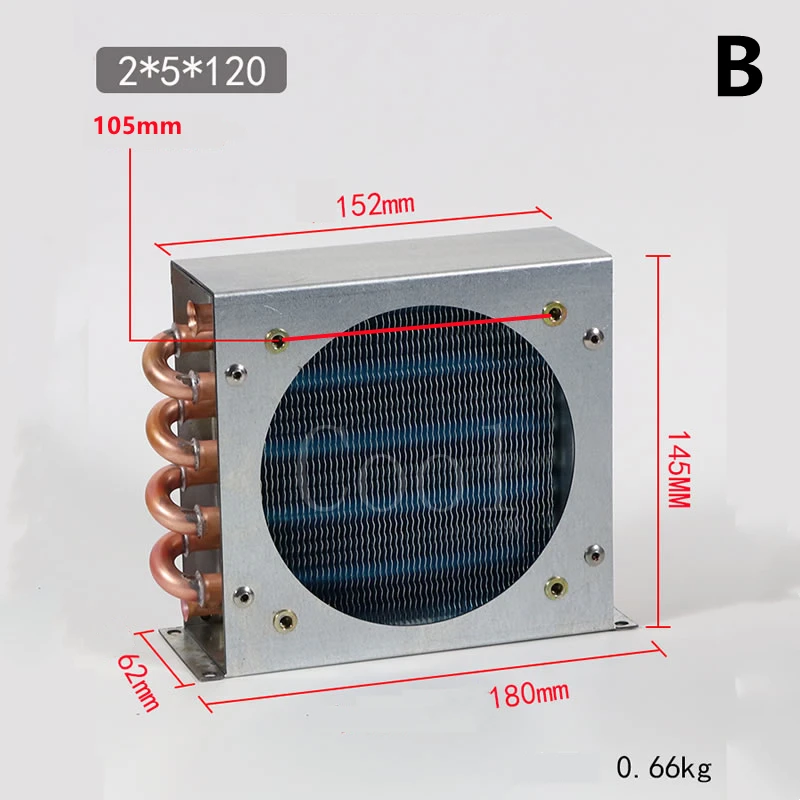 Small condenser radiator refrigerator freezer with fan aluminum fin 2*5 ...