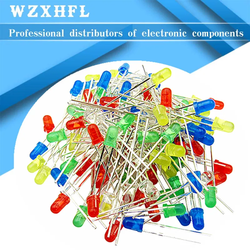 100pcs-3mm-LED-Light-Assorted-Kit-DIY-LEDs-Set-White-Yellow-Red-Green ...