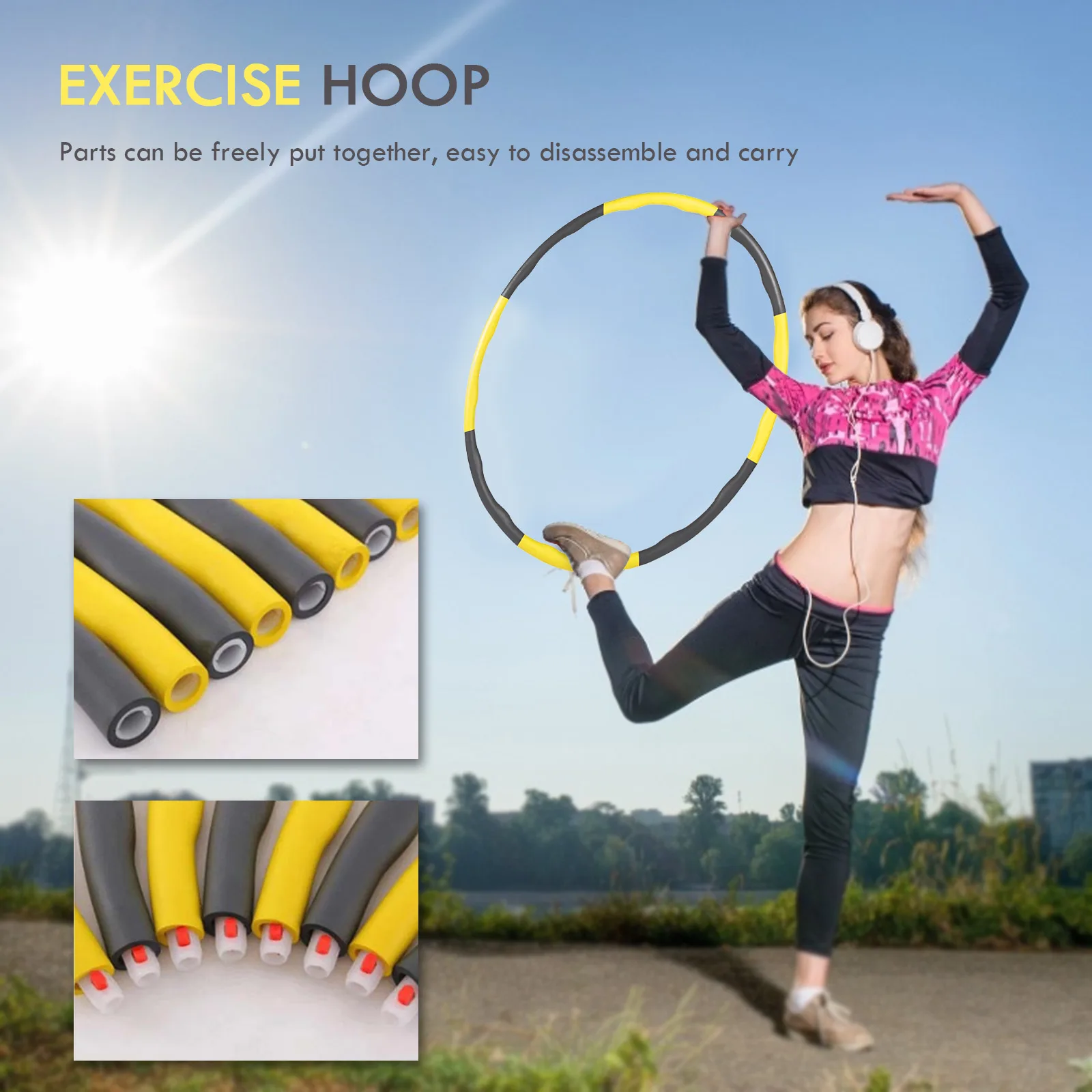 Cerceau de gymnastique,Cerceau de Sport amovible en 8 parties pour ...