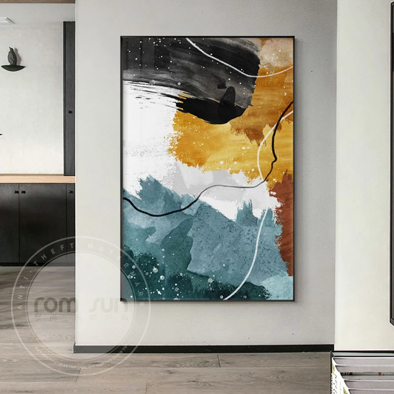 Aquarell Abstrakte Gold Folie Leinwand Poster Druck Moderne Goldene Wand Kunst Bild für ...