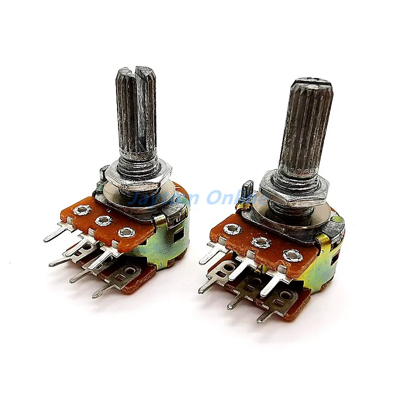 B100k Potentiometer 5-Pack B100K 100K OHM 15mm 6-Pin Dual Stereo Linear ...