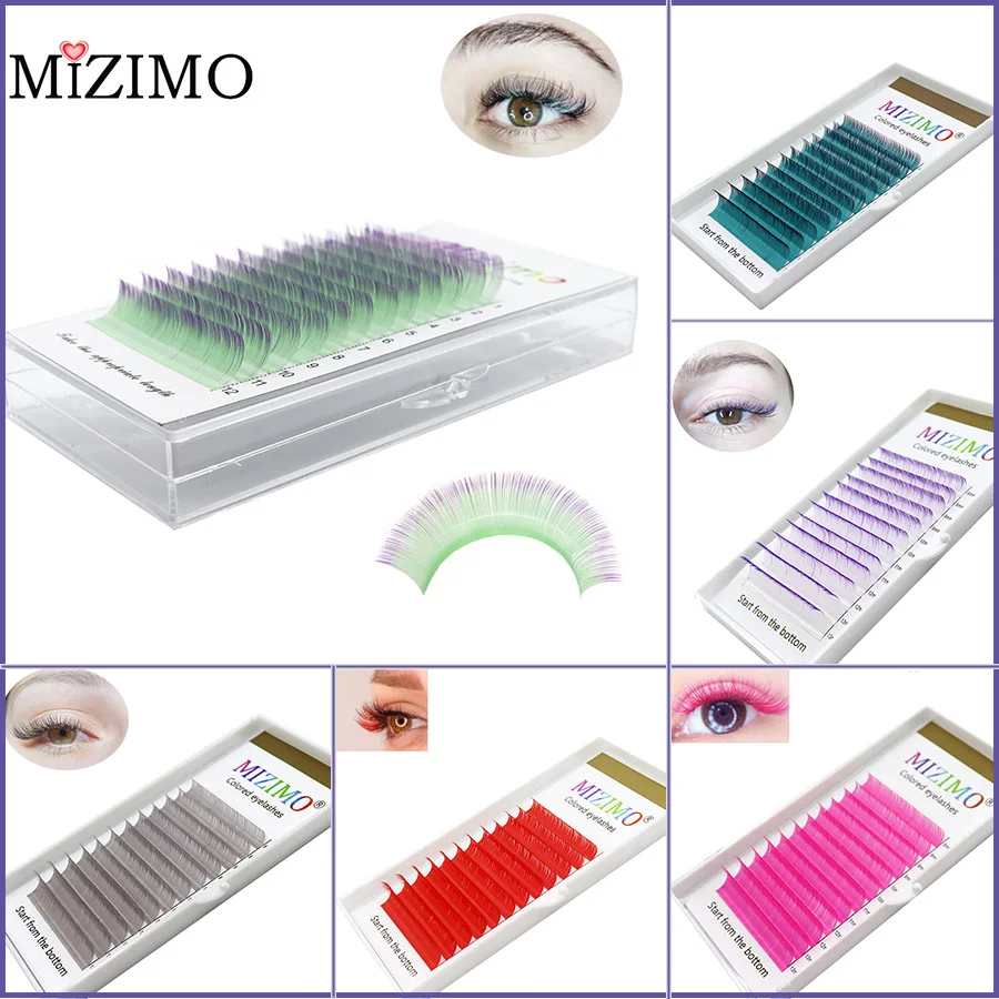 Mizimo Color Grafted Eyelashes Light Gray Rose Red Light Purple Light ...