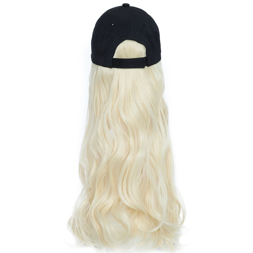 Mèche extensions,casquette de Baseball avec cheveux longs et ondulés ...