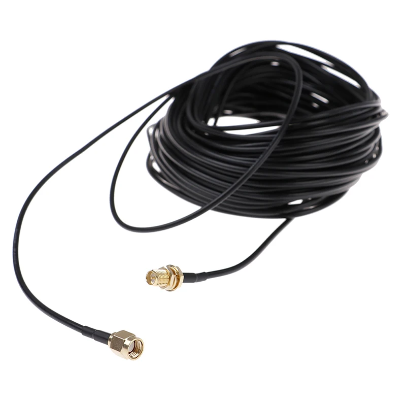 1PC 20m WiFi Router Antenna Extension Cable Cord RG174 RP-SMA Male To ...