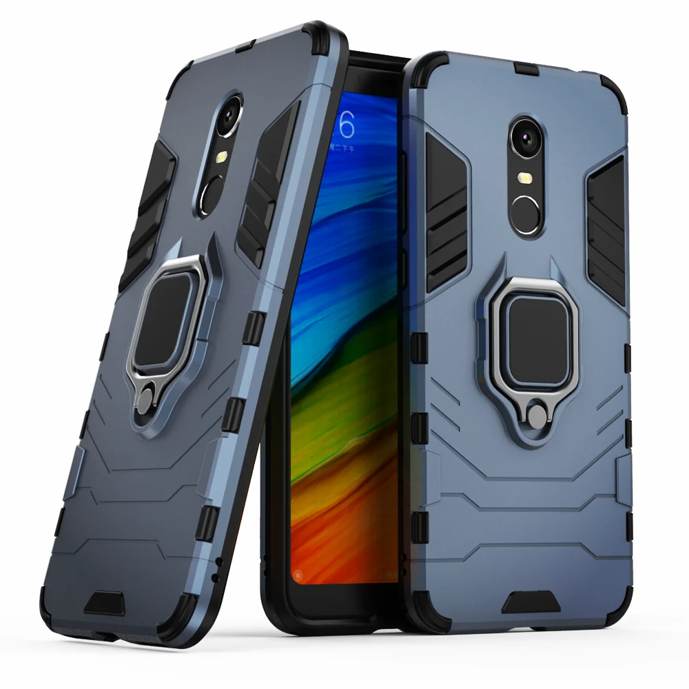 For Xiaomi Redmi 5 Plus Shockproof Ring Stand Bumper Silicone + PC ...