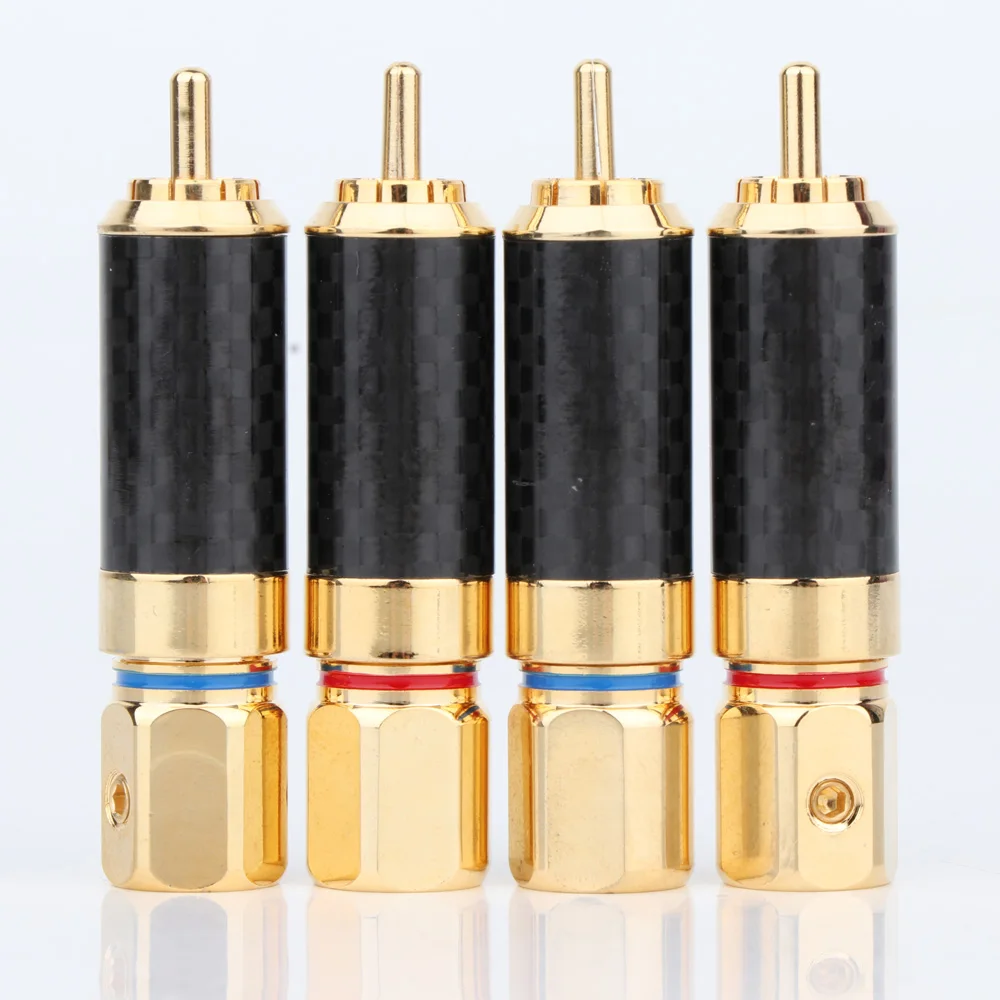 4Pieces-OEM-High-Quality-Gold-Plated-Carbon-Fiber-RCA-Plug-Connector ...