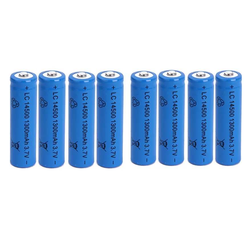 8pcs/lot Large capacity 3.7V 1300mAh rechargeable battery 14500 lithium ...