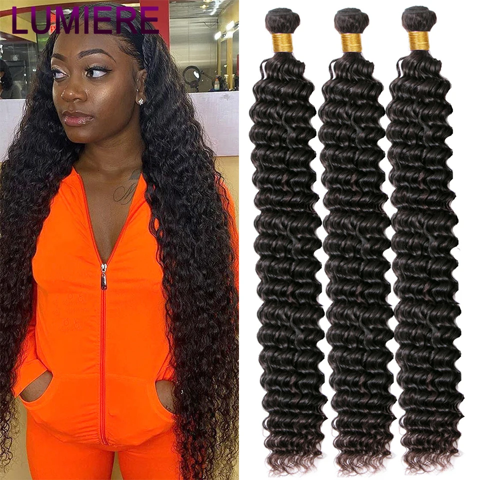 30 32 40 Inch Deep Wave Bundles Brazilian Human Hair Weave Remy Hair ...
