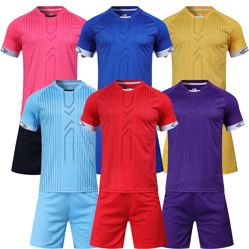 men short sleeve red soccer jersey set football uniform purple boy ...