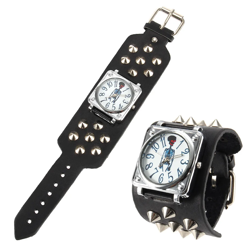 Women-Men-Punk-Style-Quartz-Wrist-Watch-with-Skeleton-Pattern-Dial-Wide ...