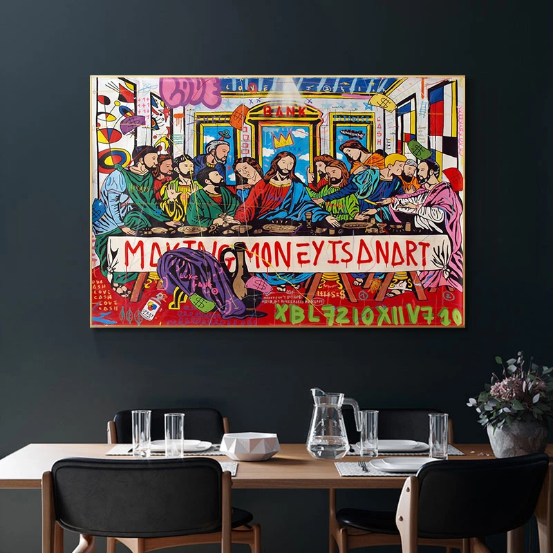 Graffiti Art The Last Supper Canvas Painting Abstract Figure Street Art ...