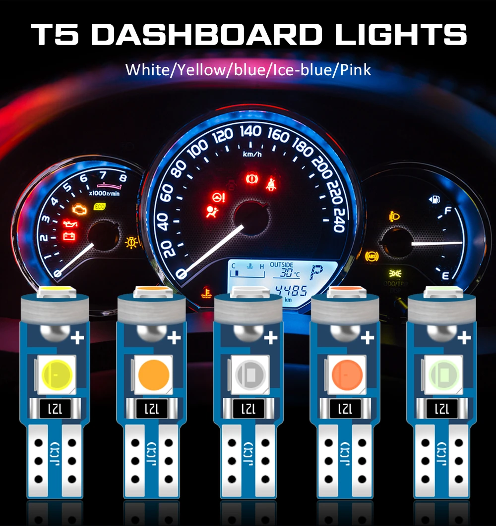 4pcs t5 led Dashboard lights 3030 3 LED Car Interior lamp Wedge Light ...