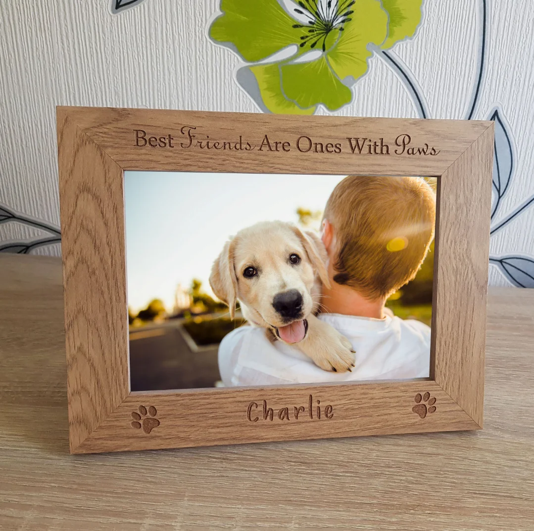 Dog Photo Frame, Personalized Pet Picture Frame, Engraved Dog Cat Photo ...
