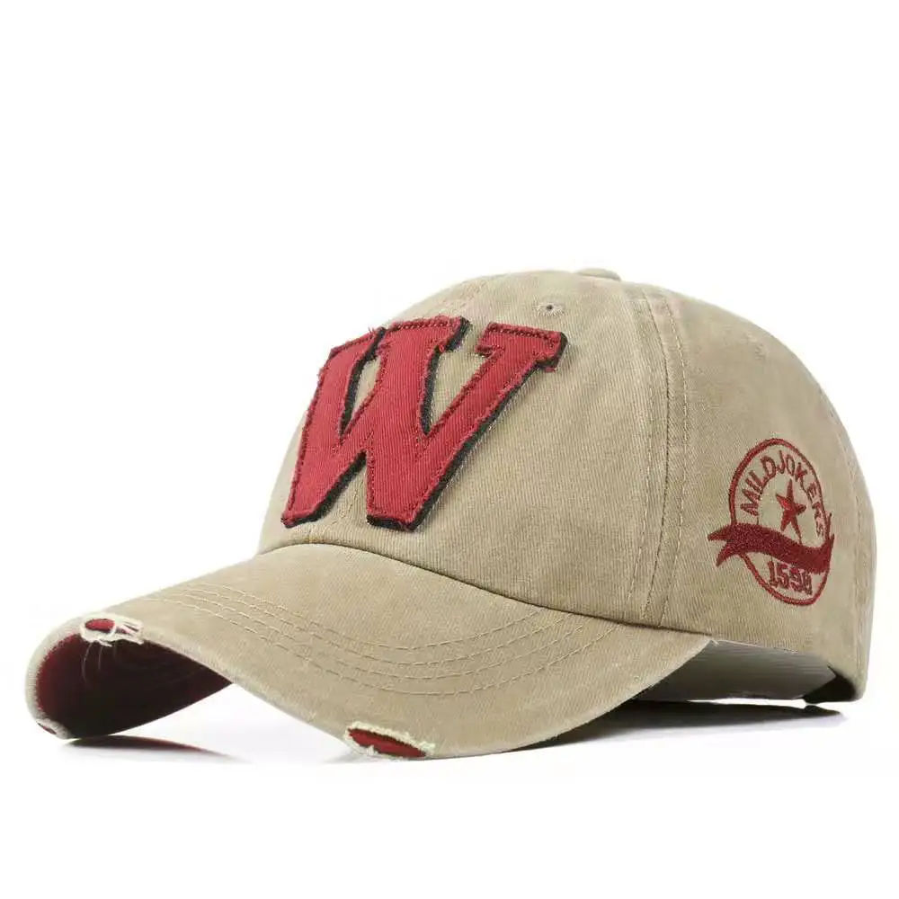W Letter Baseball Cap Denim Washed Old Men's and Women's Caps with ...
