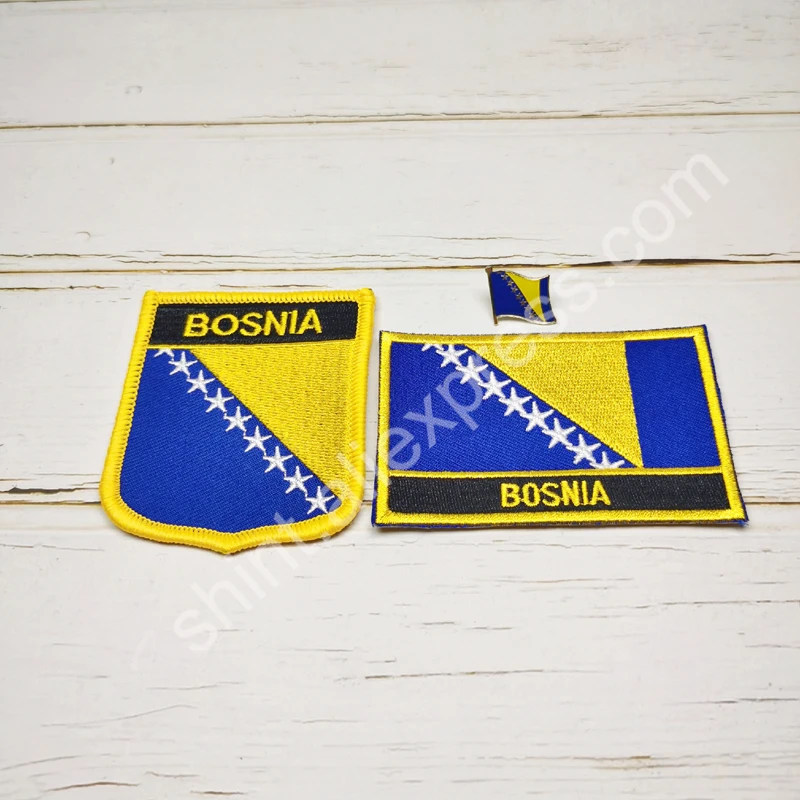 Bosnia and Herzegovina Embroidery National Shield Patch Square Lapel ...