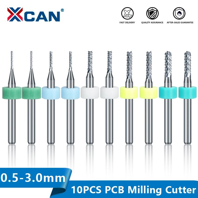 XCAN-PCB-Milling-Cutter-Set-0-5-3-0mm-Carbide-End-Mill-10pcs-Router-Bit ...