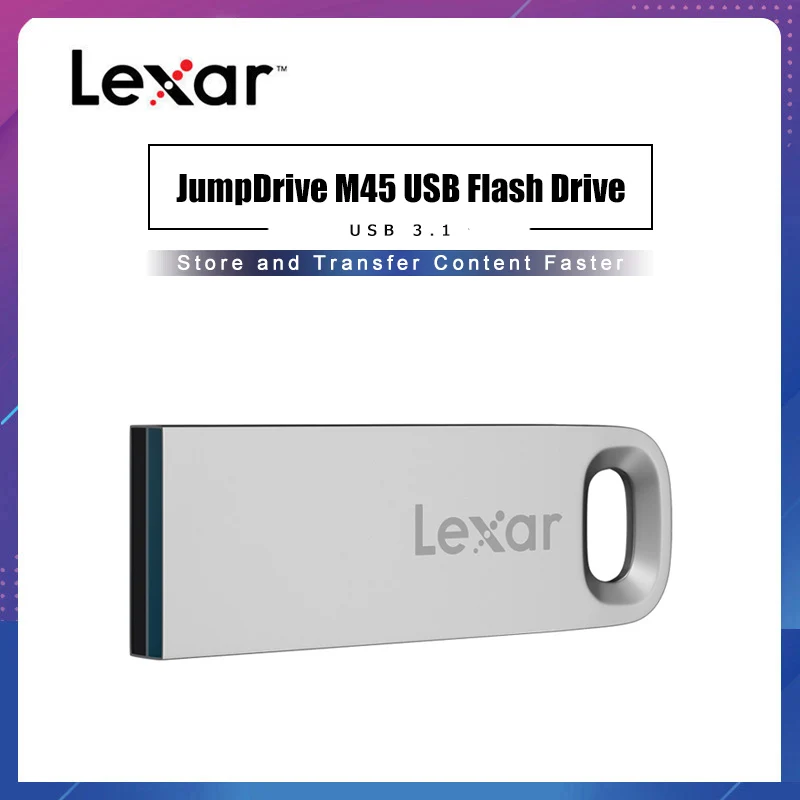Lexar-pendrive m45 usb 3.1 de alta velocidade, pendrive em metal com 32gb, 128gb e até 100 mb/s ...