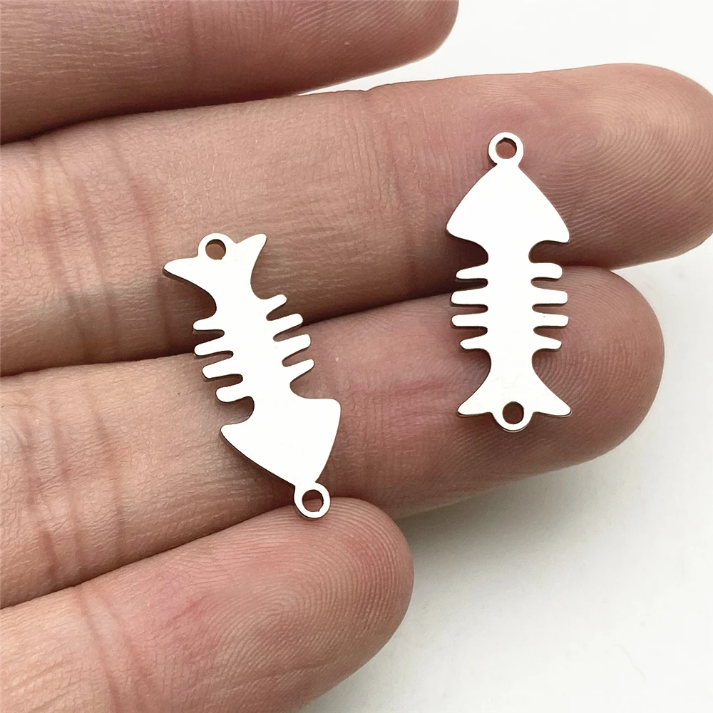 10pcs Fishing Fish Bone Charm Stainstell Steel Charms Sieraden Maken ...