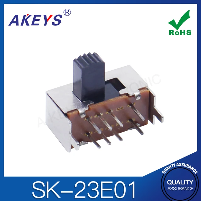 Sk-23E01 2P3T Kettős Pólusú Három Dobás Fogantyú Magassága 9.0Mm-Es Csúszdaváltó Oldalsó ...