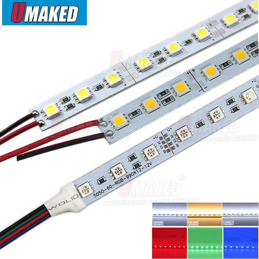 5050 LED Hard Rigid Strip High Brightness DC12V 36LEDs/50cm LED Bar ...