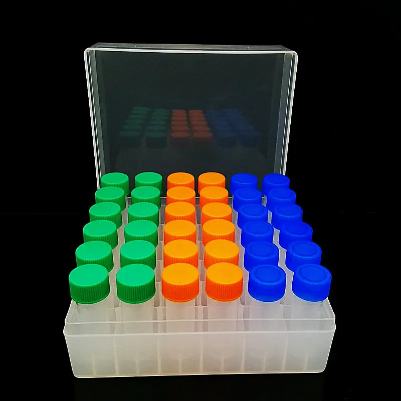 36pcs Plastic 5ml Cryovial With Colored Screw Cap+ 1pcs 36 Vents ...