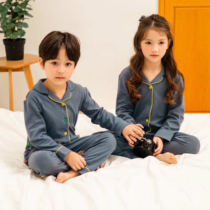 Boys Girls Sleepwear Children Pijamas Long Sleeve Cotton Pyjamas Kid ...