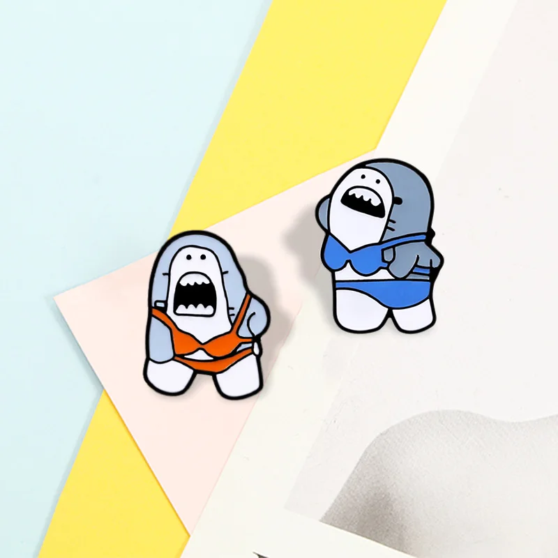 Beach Bikini Shark Brooches Cute Ocean Sea Animal Enamel Pin Clothes ...