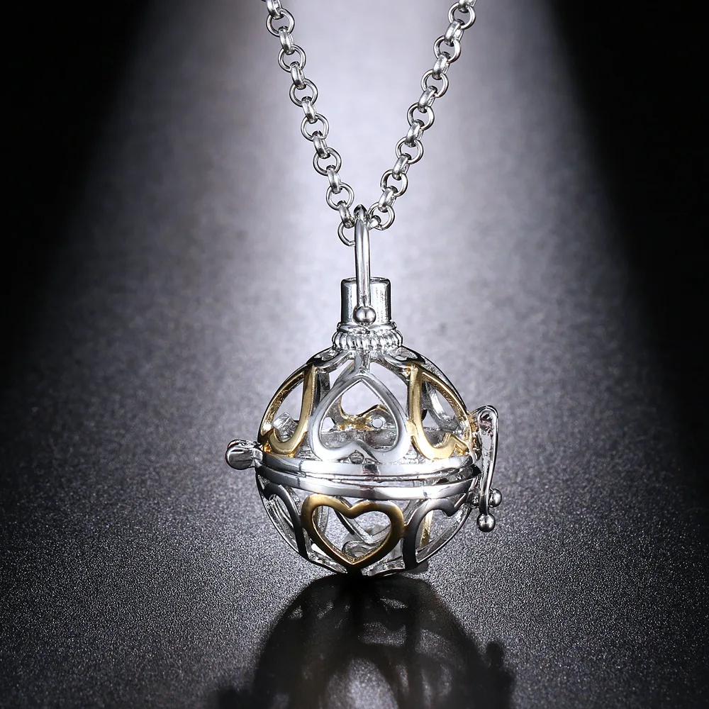 Minimalist Style Heart-Shaped Two-Color Aromatherapy Cage Necklace ...