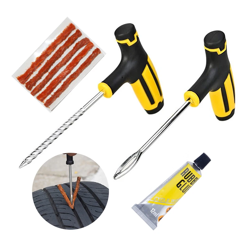 Herramienta de reparación de neumáticos de coche, Kit profesional de parche de reparación de ...