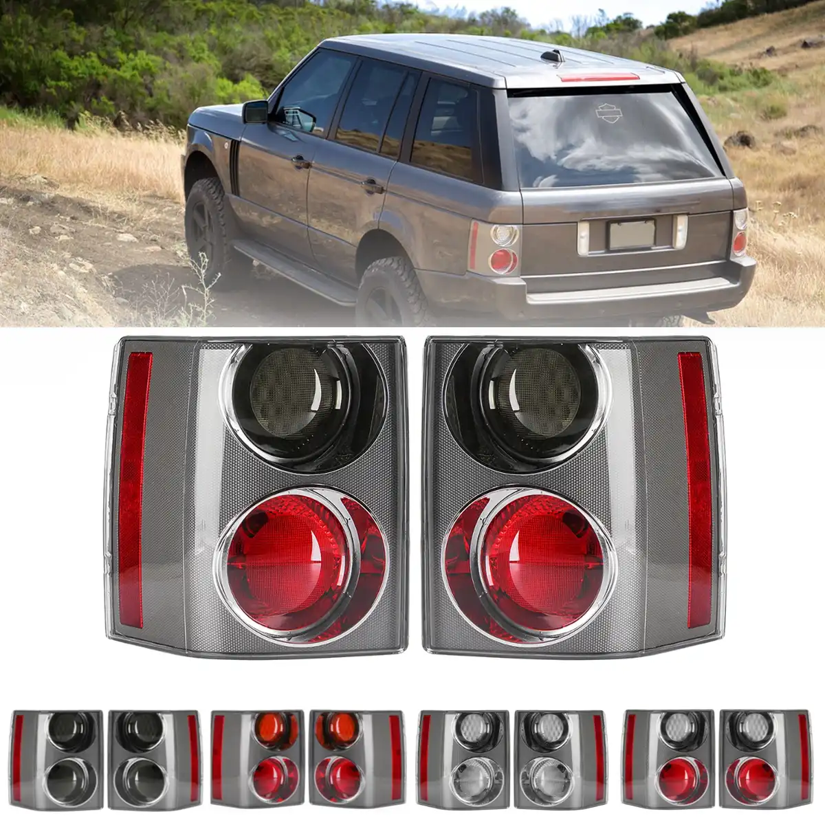 1 Pair LED Rear Tail Light Brake Light Lamp With Bulb for Land Rover ...