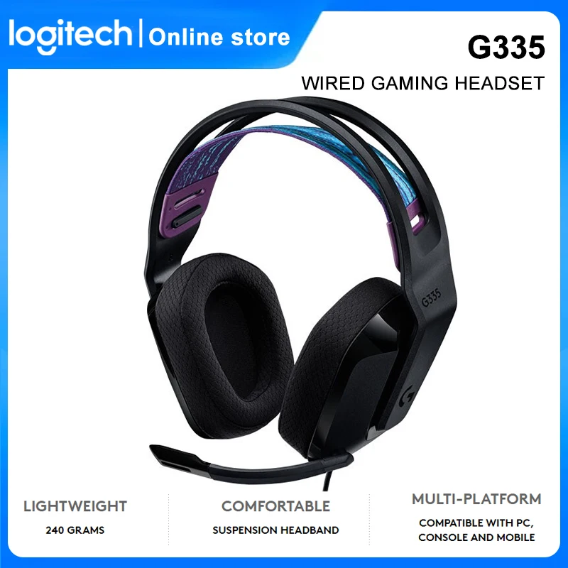 Logitech g335 wired gaming headset 3.5mm interface de áudio microfone ...