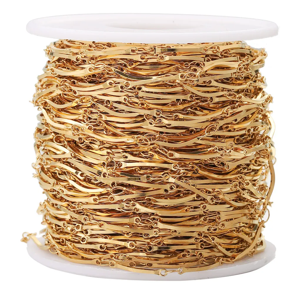 NEW 1M Lot Small Stainless Steel Curved Line Gold Chains for Necklace ...
