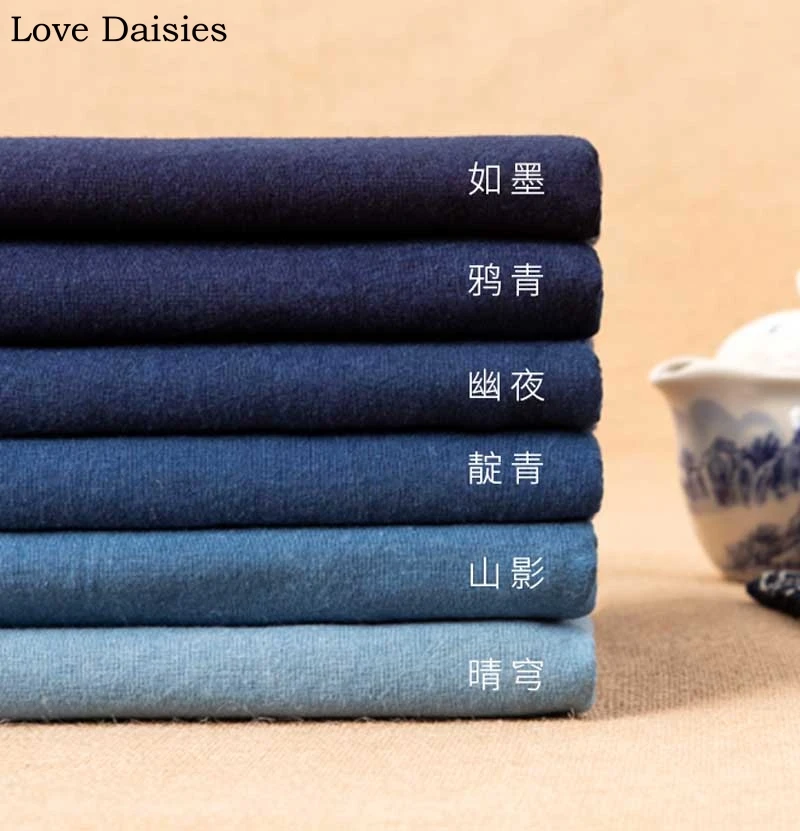 100-Katoen-Chinesetraditional-Donker-Licht-Indigo-Blauw-Calico-Stof ...
