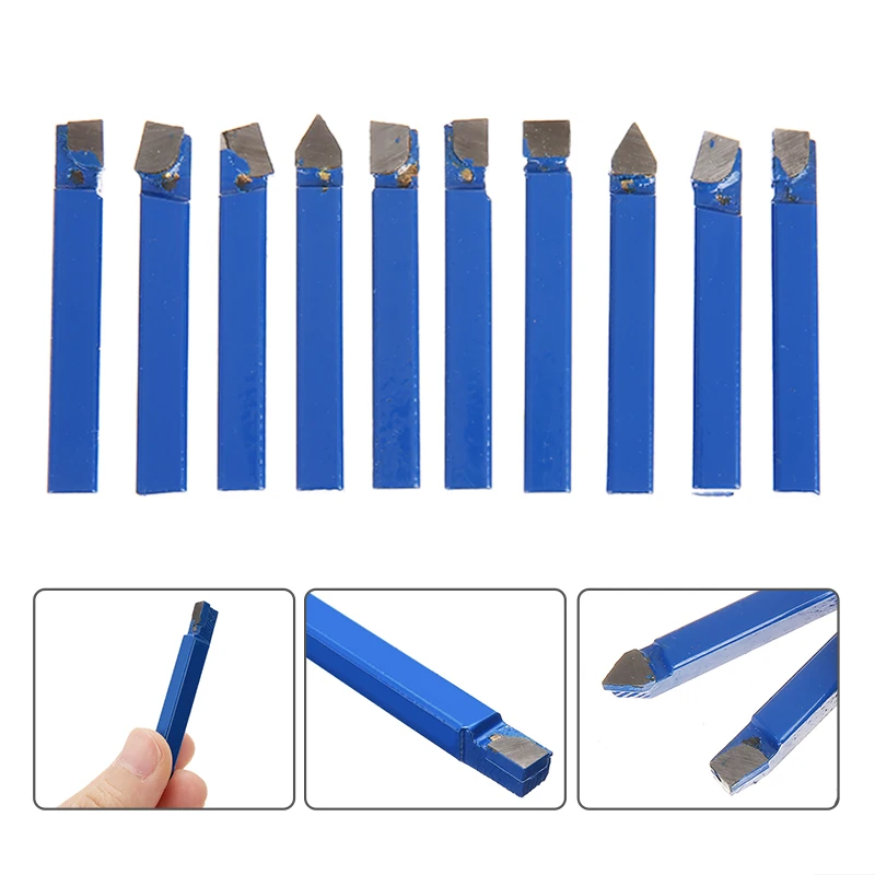 10Pcs-Blue-Carbide-Lathe-Tool-Bit-1-4-Metal-Tip-Tipped-Cutter-Set-High ...