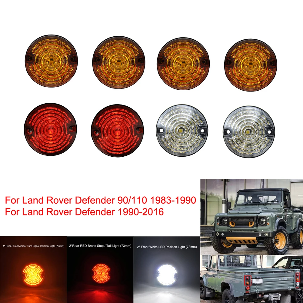 8Pcs For Land Rover Defender 1990 2016 90/110 Red/Yellow/Clear Lens LED ...